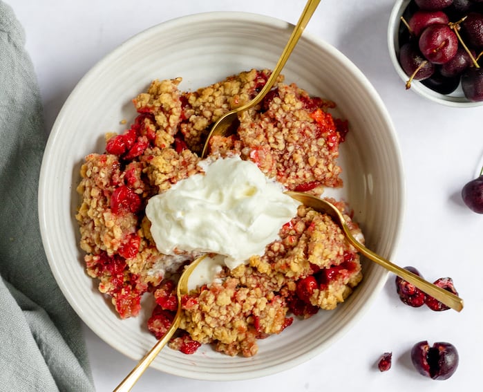 Delicious and Easy Cherry Crumble Recipe | Frugal Farm Wife