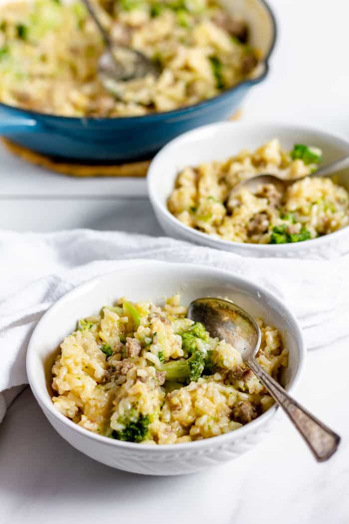 Cheesy Broccoli Rice Skillet Dinner - The Frugal Farm Wife