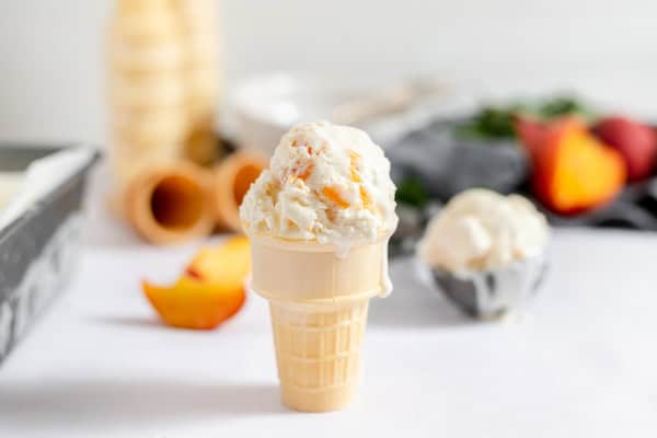 Peach Cobbler Ice Cream (No Churn) - The Frugal Farm Wife